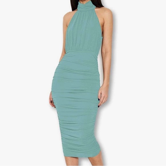 AX Paris | Dresses | Ax Paris Womens High Neck Ruched Bodycon Midi ...